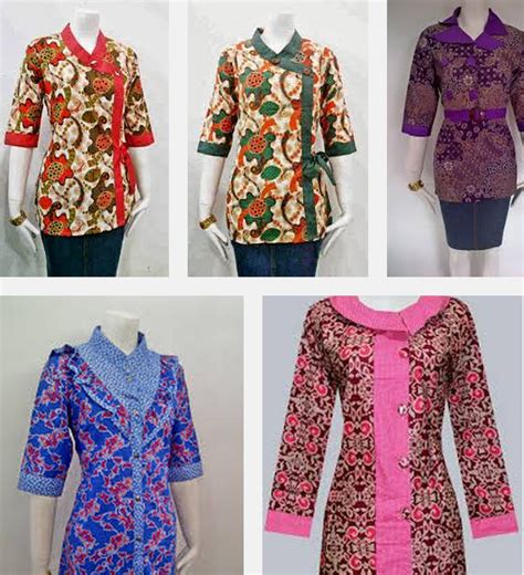 Model Baju Batik Kantor Terbaru Wanita Kombinasi Atas Bawah Modern