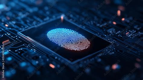 Futuristic Biometric Id Scan Showing A Detailed Digital Fingerprint On