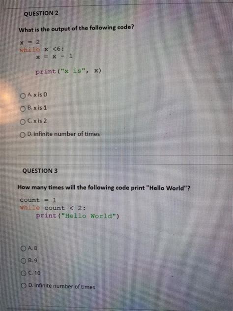 Solved Question 2 What Is The Output Of The Following Code