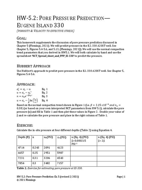 Pore Pressure Prediction Pdf Porosity Pressure