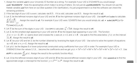 Solved X2 1 Assign The Variable Uid To Your University Id
