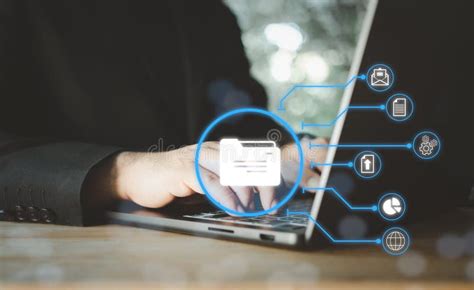 Businessman Using A Computer To Document Management Concept Online Documentation Database And