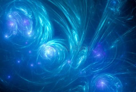 Rendering Abstract Blue Fractal Light Background Computer Generated Image For Elegant