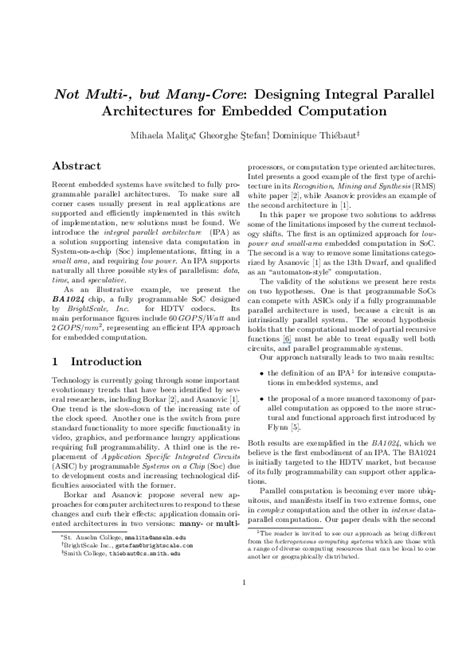 Pdf Not Multi But Many Core Designing Integral Parallel