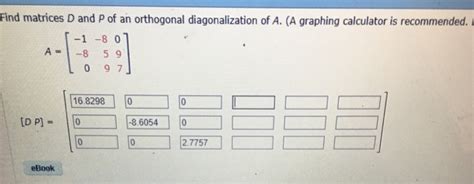 solved find matrices d and p of an orthogonal
