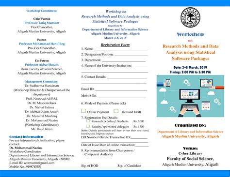 Workshop On Research Methods And Data Analysis Using Statistical Software Packages” On 28