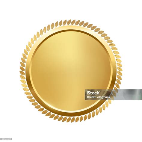 월계관에서 3d 금메달리온과 원형 장식은 벡터 일러스트 레이 션을 남깁니다 글로우 라이트 효과 승리 또는 기념일 메달이 흰색에