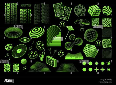 Y2k Grid Shapes Geometry Wireframes Cool Acid Rave Frames Cyber And