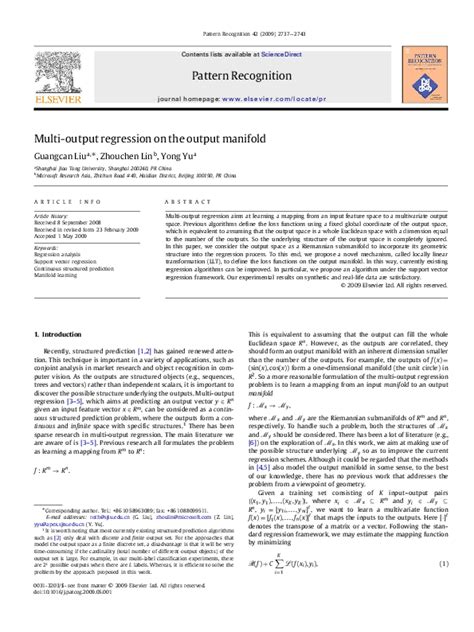Pdf Multi Output Regression On The Output Manifold