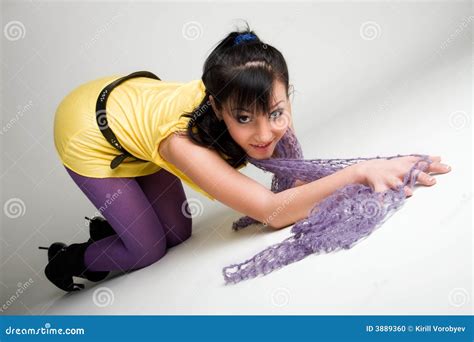 Crawling Asian Girl Stock Photo Image 3889360