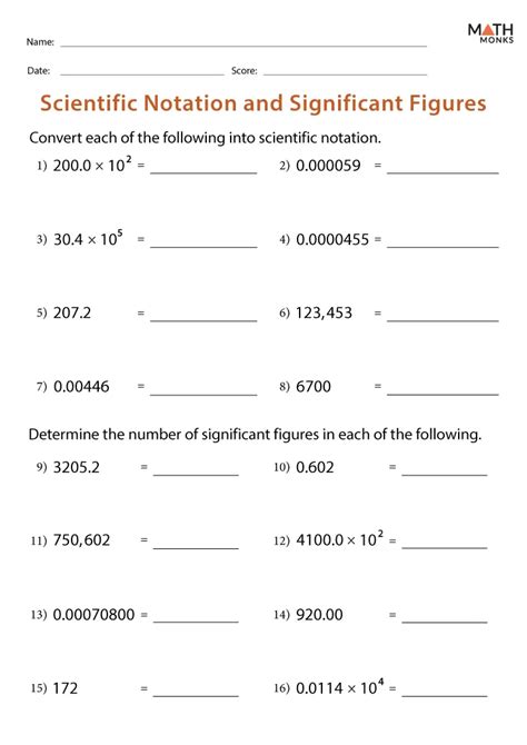 Scientific Notation Worksheets Math Monks