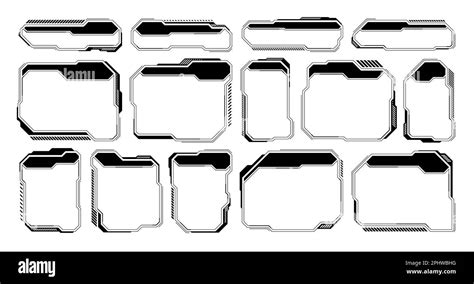 Black Futuristic Hud Or Ui Elements Sci Fi User Interface Text Boxes Callouts Warning Message