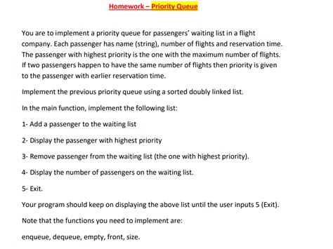 Solved Homework Priority Queue You Are To Implement A