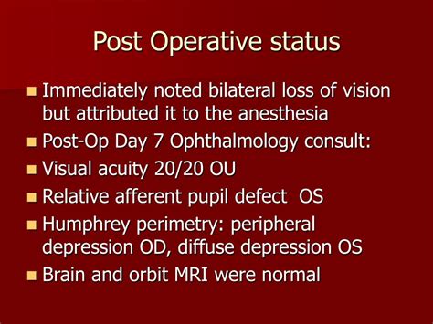 Ppt Postoperative Visual Loss Powerpoint Presentation Free Download Id 385898