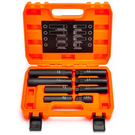 Dynofit Spline Socket Set 8 Piece Lug Nut Socket Easily Removing