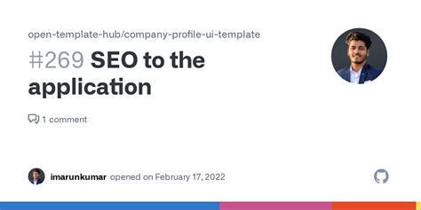 Seo To The Application · Issue 269 · Open Template Hubcompany Profile