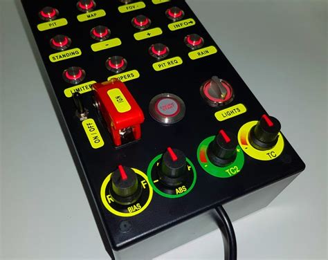 Pc Usb Button Box 28 Functions Back Lit Red With Neon Labels Sheet For Sim Racing Etsy