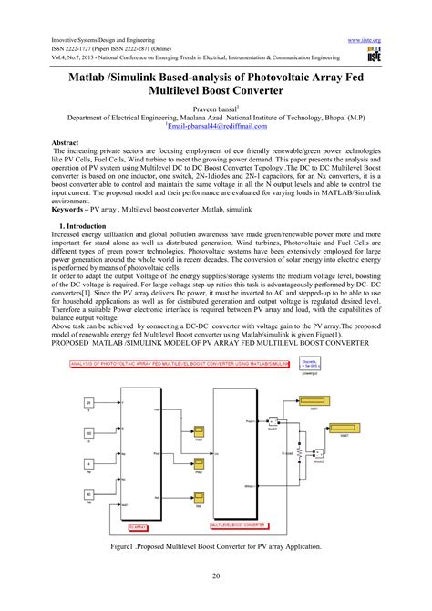 Matlab Simulink Based Analysis Of Photovoltaic Array Fed Multilevel