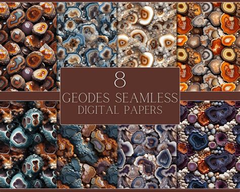 8 Geodes Digital Paper Designs Geodes Seamless Pattern Etsy