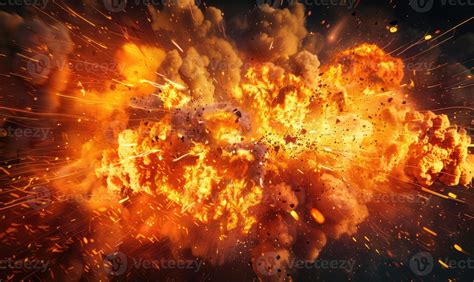 Detailed Capture Of An Explosion In Motion Showcasing The Fiery Bursts