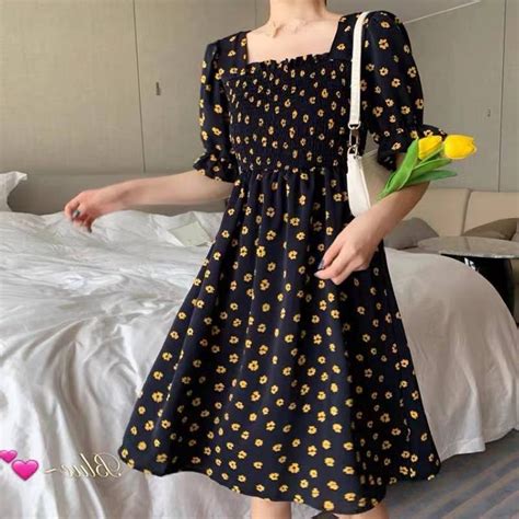 Floral Off Shoulder Dresses For Women Formal Casual Korean Style