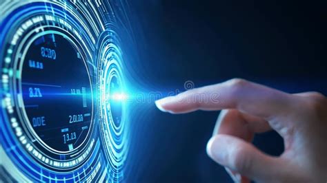 Futuristic Digital Interface With Hand Touching High Tech Circular Display Stock Video Video