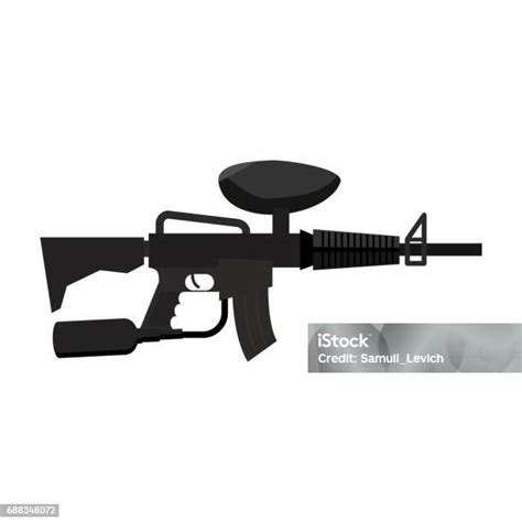 페인트 볼 총 고립입니다 스포츠 무기입니다 플레이 소총 페인트볼 게임에 대한 스톡 벡터 아트 및 기타 이미지 페인트볼 게임 겨냥 격투기 Istock