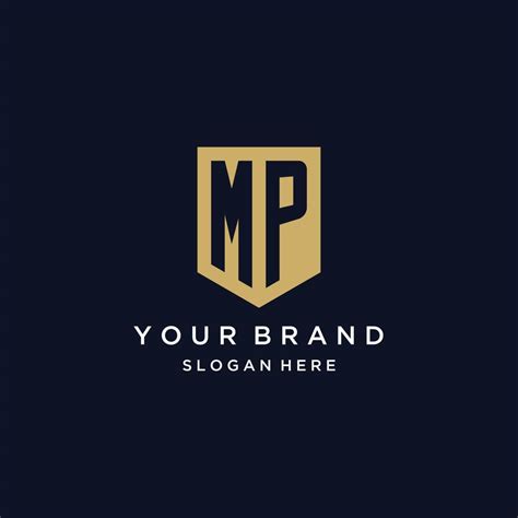 Mp Monogram Initials Logo Design With Shield Icon 15443500 Vector Art At Vecteezy