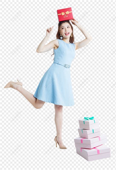 젊은 여자가 선물케이스 Png 일러스트 무료 다운로드 Lovepik