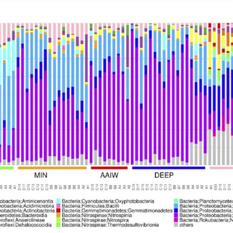 bar plot of the relative abundances of the 16s rrna amplicon taxonomic