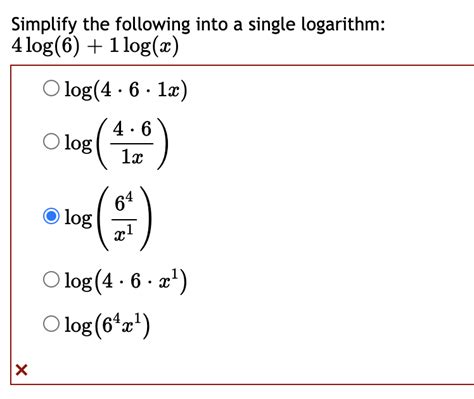 solved simplify the following into a single logarithm 4