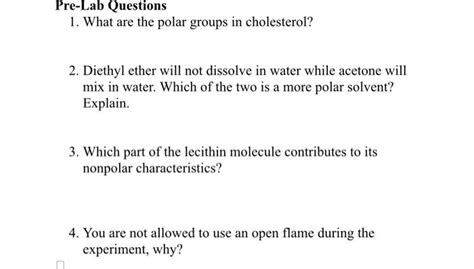 Solved Pre Lab Questions 1 What Are The Polar Groups In Chegg Com
