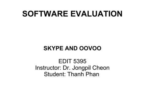 Software Evaluation Ppt