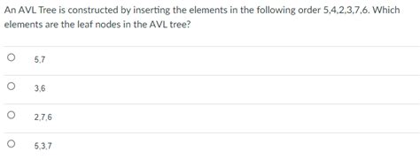 Solved An Avl Tree Is Constructed By Inserting The Elements