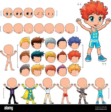 Avatar Boy Vector Illustration Isolated Objects All The Elements