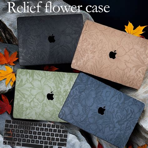 Pu Leather Case For Apple Macbook Air 13 Emboss Cover Accessories M2 M3