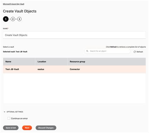 Microsoft Azure Key Vault Create Vault Objects Activity