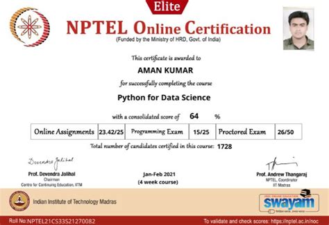 Aman Kumar R On Linkedin Pythonprogramming Datasciencetraining Swayam Nptel