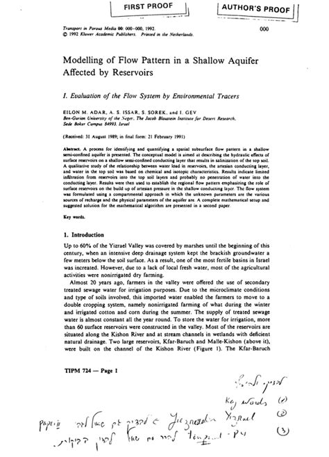 Pdf Modelling Of Flow Pattern In A Shallow Aquifer Affected By Reservoirs