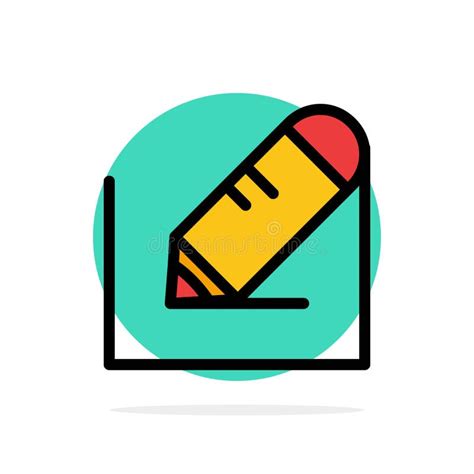Pencil Write Text School Abstract Circle Background Flat Color Icon