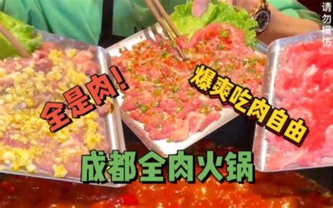成都全吃肉火锅！肥牛、嫩肉片、牛肉全部三份起点！真的太快乐了！ 哔哩哔哩
