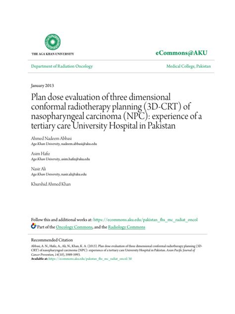 Plan Dose Evaluation Of Three Dimensional Conformal Radiotherapy Pdf