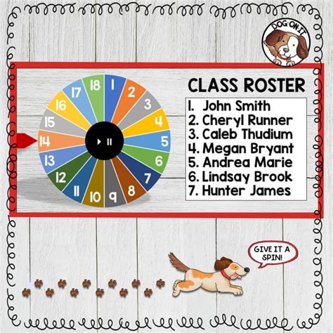 Editable Digital Classroom Spinner And Random Name Picker Tpt