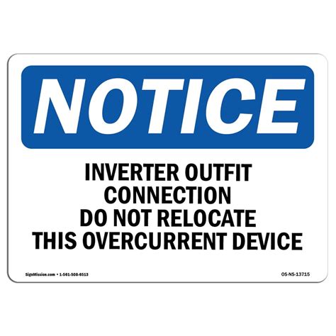 Osha Notice Signs Inverter Output Connection Do Not Relocate Decal