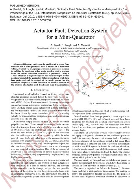 PDF Actuator Fault Detection System For A Mini Quadrotor