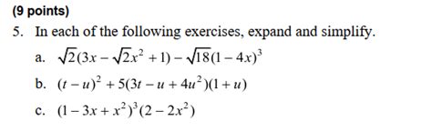 Solved 5 In Each Of The Following Exercises Expand And Chegg Com