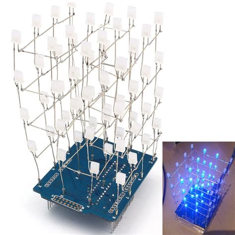 Shield Cubo Led Azul 4x4x4 Kit Para Arduino