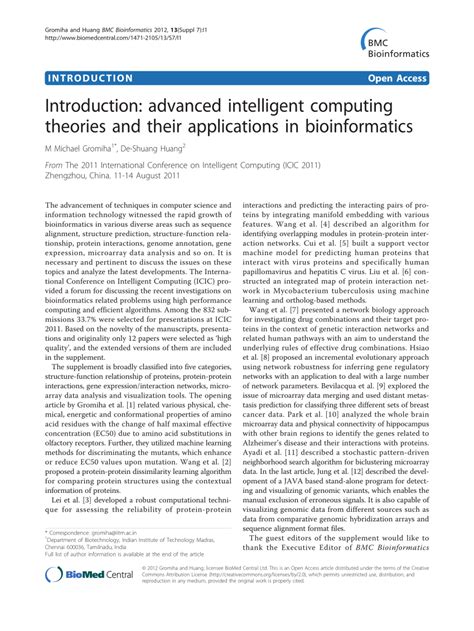 pdf introduction advanced intelligent computing theories and their applications in bioinformatics