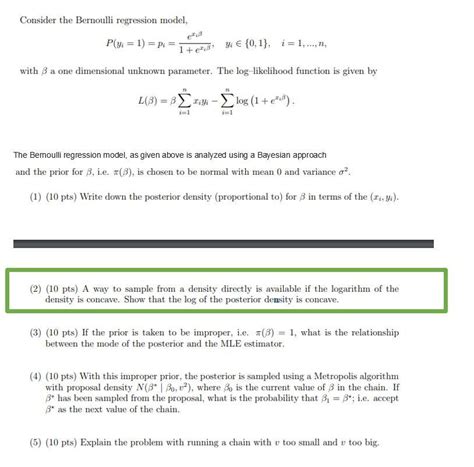 Solved Consider The Bernoulli Regression Model في تنم Pſyi