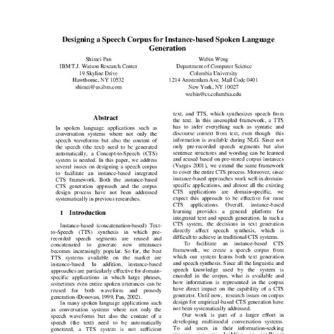 Designing A Speech Corpus For Instance Based Spoken Language Generation Acl Anthology